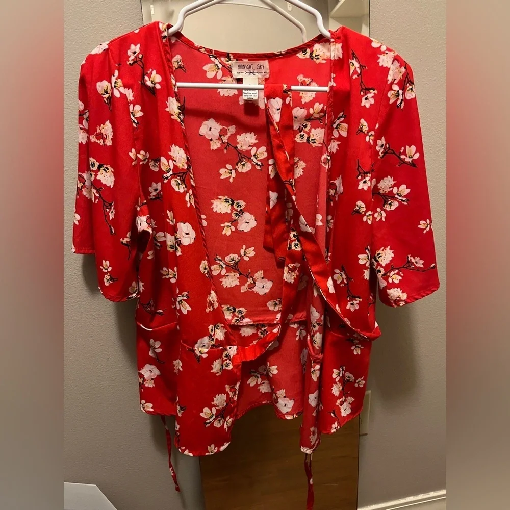 Tops | Red Kimono Style Blouse | Poshmark